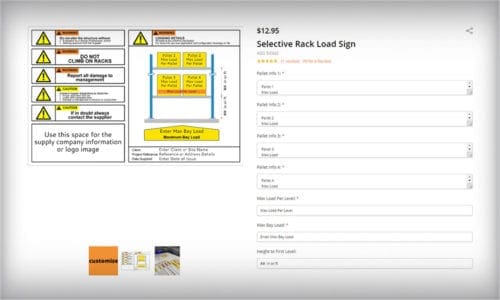 Rack Load Signs, Safe Permissible Loading Notice